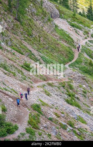 Man Walking on Path to the Scree Slopes of the Corbett Cranstackie from ...