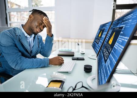 Ransomware Malware Attack. Business Computer Hacked. Files Encrypted ...