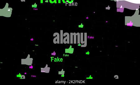 Fake text and like symbol against abstract background Stock Photo - Alamy