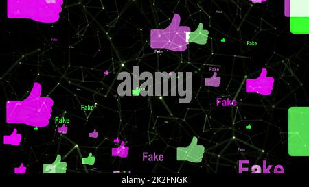 Fake text and like symbol against abstract background Stock Photo - Alamy