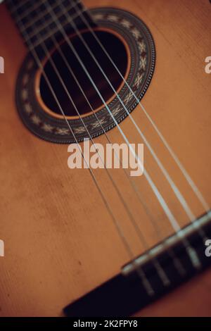 Wooden classical guitar, with plastic strings Stock Photo - Alamy