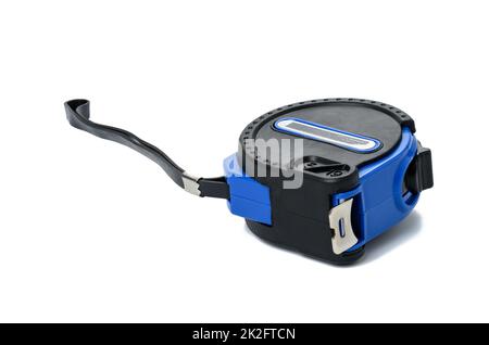 Tape measure in a plastic case on a white isolated background Stock ...