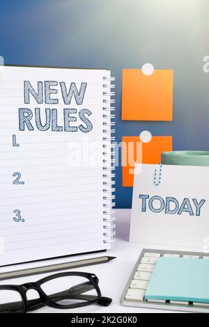 Writing displaying text New Rules. Business approach A state of ...