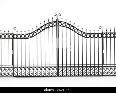 Black iron gate Stock Photo - Alamy