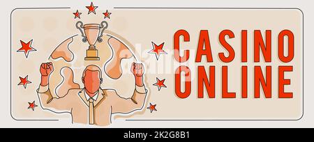 Hand writing sign Casino Online. Internet Concept Computer Poker Game ...