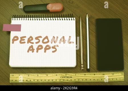 Conceptual caption Personal Apps. Business approach Organizer Online ...