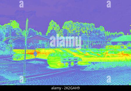 Infrared view of heavy fast moving traffic - motion infrared map Stock ...