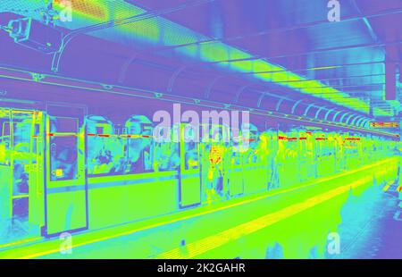 Infrared view of heavy fast moving traffic - motion infrared map Stock ...
