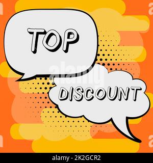 Text showing inspiration Top Discount. Word for Best Price Guaranteed ...