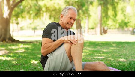 His joints are not as young as they used to be. Cropped shot of a ...