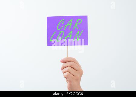 Conceptual caption Car Loan, Business idea taking money from bank with ...