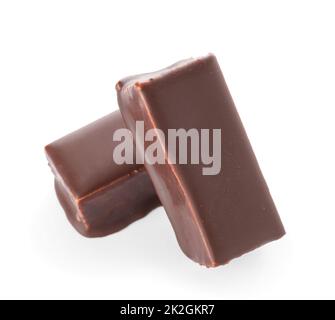 Tasty bird's milk candies on white background Stock Photo - Alamy