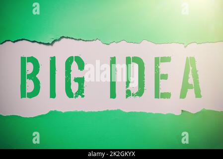 Text sign showing Big Idea. Business concept Having great creative ...