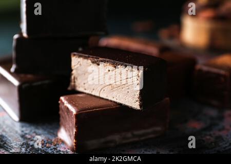 Plate with tasty bird's milk candies on light background, closeup Stock ...