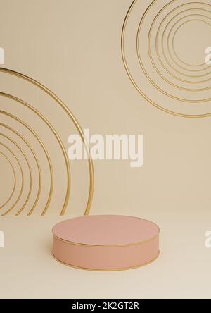 Light beige, pastel orange, 3D render minimal, simple, modern top view ...