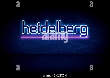 Heidelberg - blue neon announcement signboard Stock Photo - Alamy