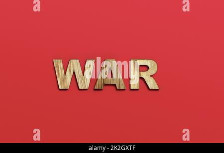WAR, word written in wooden alphabet letters isolated. The concept of a ...