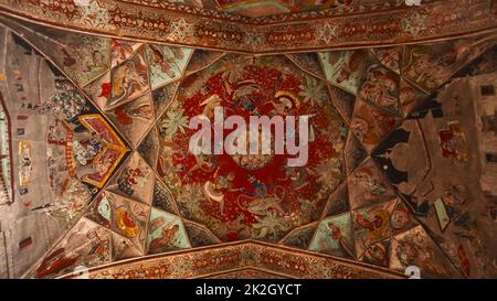 Krishna Rasa Lila on the ceiling at Badal Mahal, Bundi, Rajasthan ...