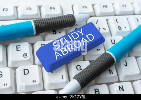 Conceptual display Study Abroad. Concept meaning Pursuing educational ...