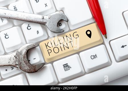 Hand writing sign Killing Point. Word Written on Phase End Review Stage ...