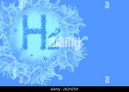 h2 letters hydrogen green energy of the future with blue fire right ...