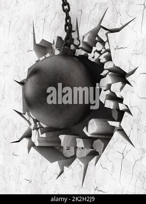 Wrecking ball demoslishes the wall Stock Photo - Alamy