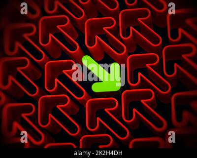Green arrow going through the opposite direction Stock Photo - Alamy