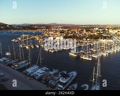 Izmir, Turkey - July 23, 2022: Aerial view Seferihisar Marina in Izmir ...