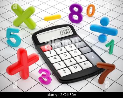 Calculator and mathematical symbols Stock Photo - Alamy