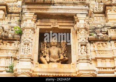 Sculpture of Brahma, Vishnu and Mahesh on the Kumbha Shyam Temple ...