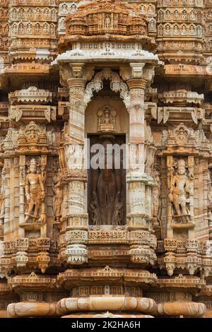 Sculpture of Mahavir Jain on the Kirti Stambh or Tower of Fame ...