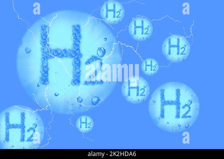 lot of h2 letters with bubbles hydrogen green energy of the future with ...