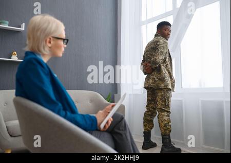 War veteran therapy session at psychologist office Stock Photo - Alamy
