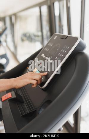 Close up of the treadmill dashboard in the gym Stock Photo - Alamy