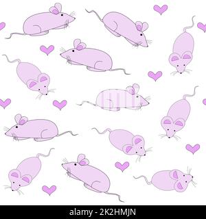 Seamless mice pattern. Simple mouse silhouettes. Watercolor ...