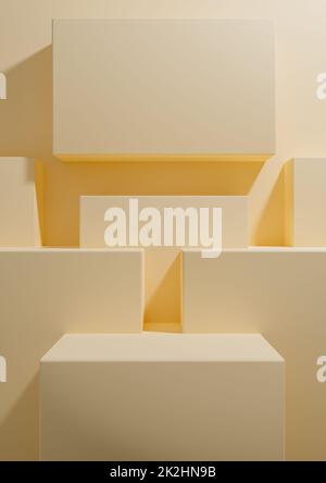 Light beige, pastel orange, 3D render minimal, simple, modern top view ...