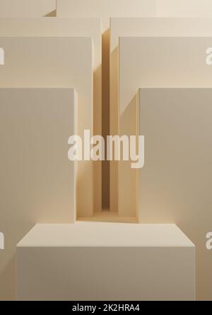 Light beige, pastel orange, 3D render minimal, simple, modern top view ...