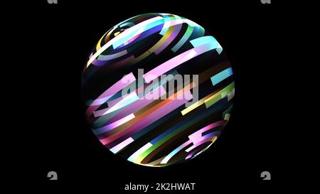 Colorful light rays on rotating sphere Stock Photo - Alamy