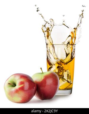 red apples in juice splash on a black background with clipping path ...