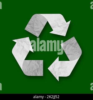 Recycling Symbol - three folded from green Recycle Paper arrows that ...