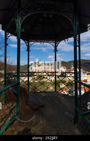Loket castle and old town, Western Bohemia, Czech Republic Stock Photo ...