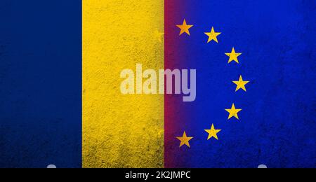 Flag of the European Union with The Republic of Chad National flag ...