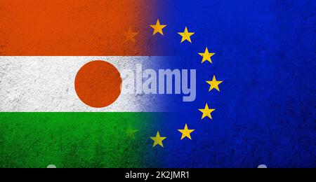 Flag of the European Union with The Republic of the Niger National flag ...