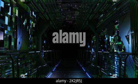 Inside Digital Wiring Network Tunnel Sci-fi Stock Photo - Alamy