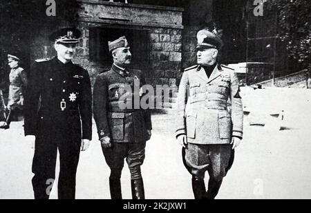 Francisco Franco with Benito Mussolini and Serrano Suner, 1941 Stock ...