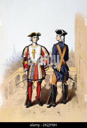 France. Royal Guard. 18th century. Among them, left to right ...