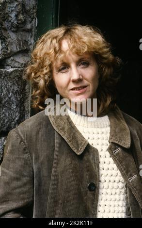 French actress Hélène Vincent on the set of the TV series "Les poneys ...