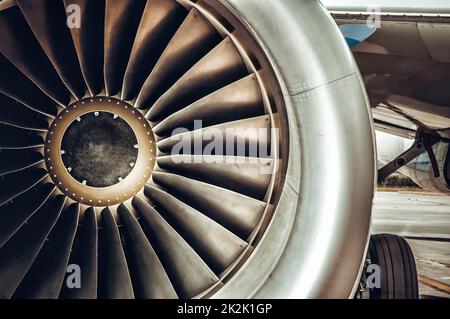 Airplane engine close up - toned image Stock Photo - Alamy