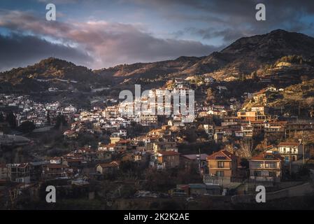 Agros village on top of the Troodos Mountains. Limassol District ...