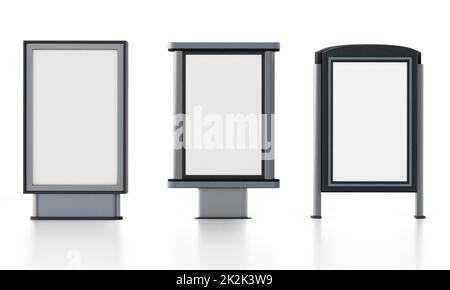 CLP City light poster stands isolated on white background. 3D ...